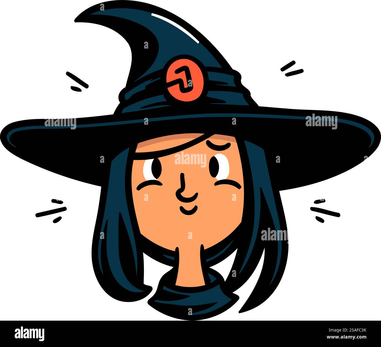 Cute cartoon witch character. Vector illustration isolated on white ...