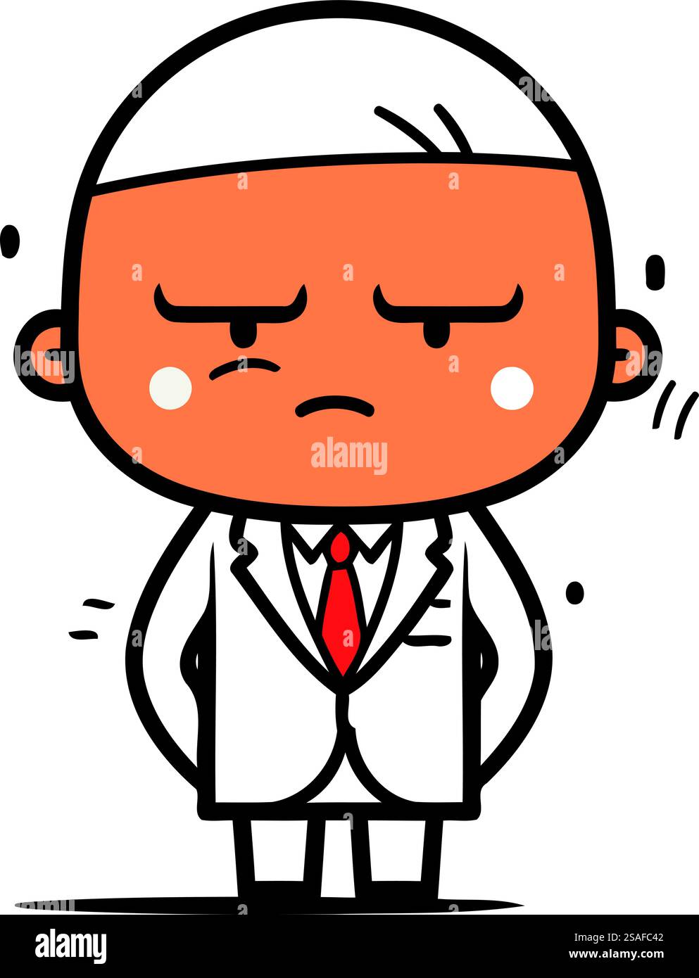 Sad boss cartoon character. Vector illustration. Isolated on white ...