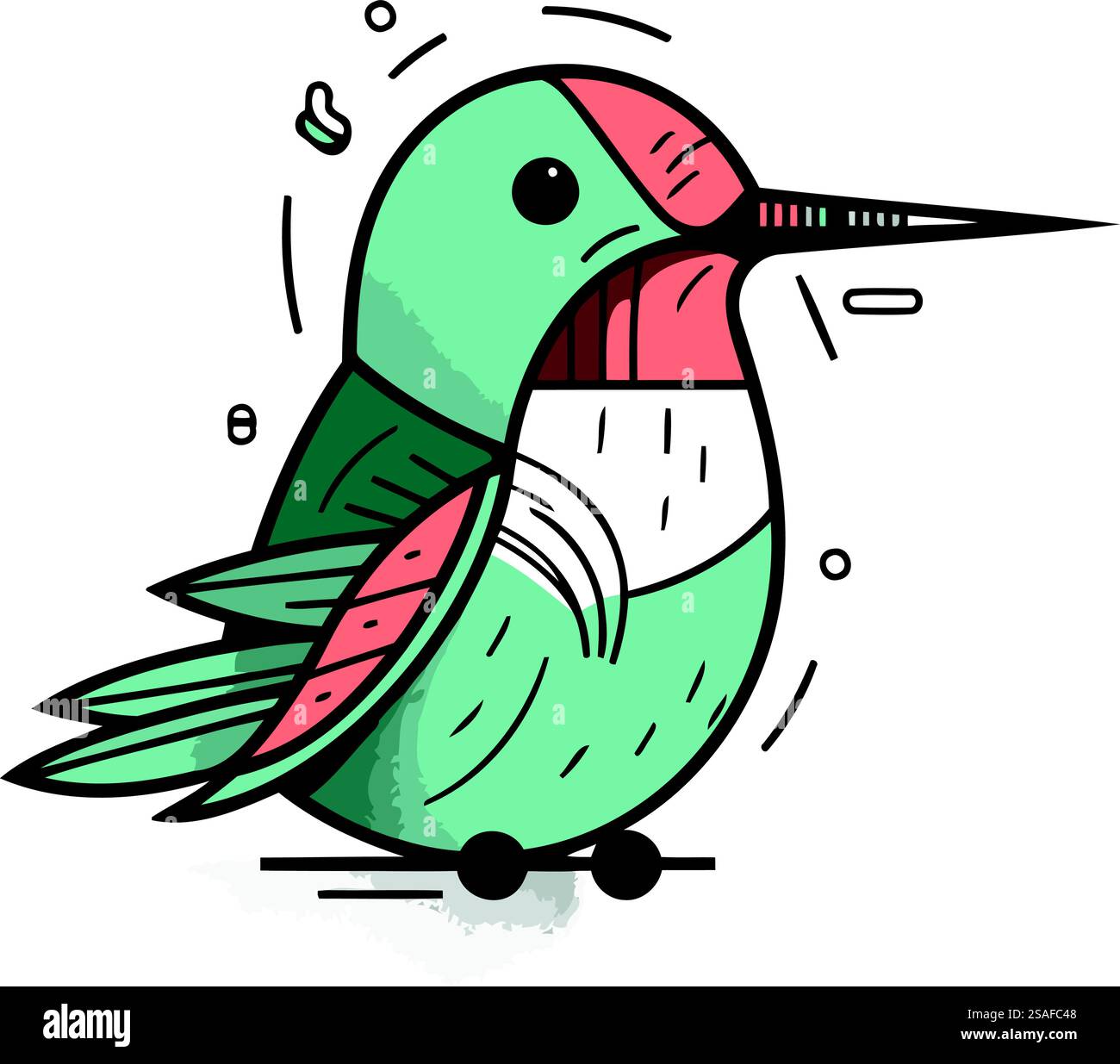 Cute Hummingbird vector illustration. Hand drawn cartoon style Stock ...