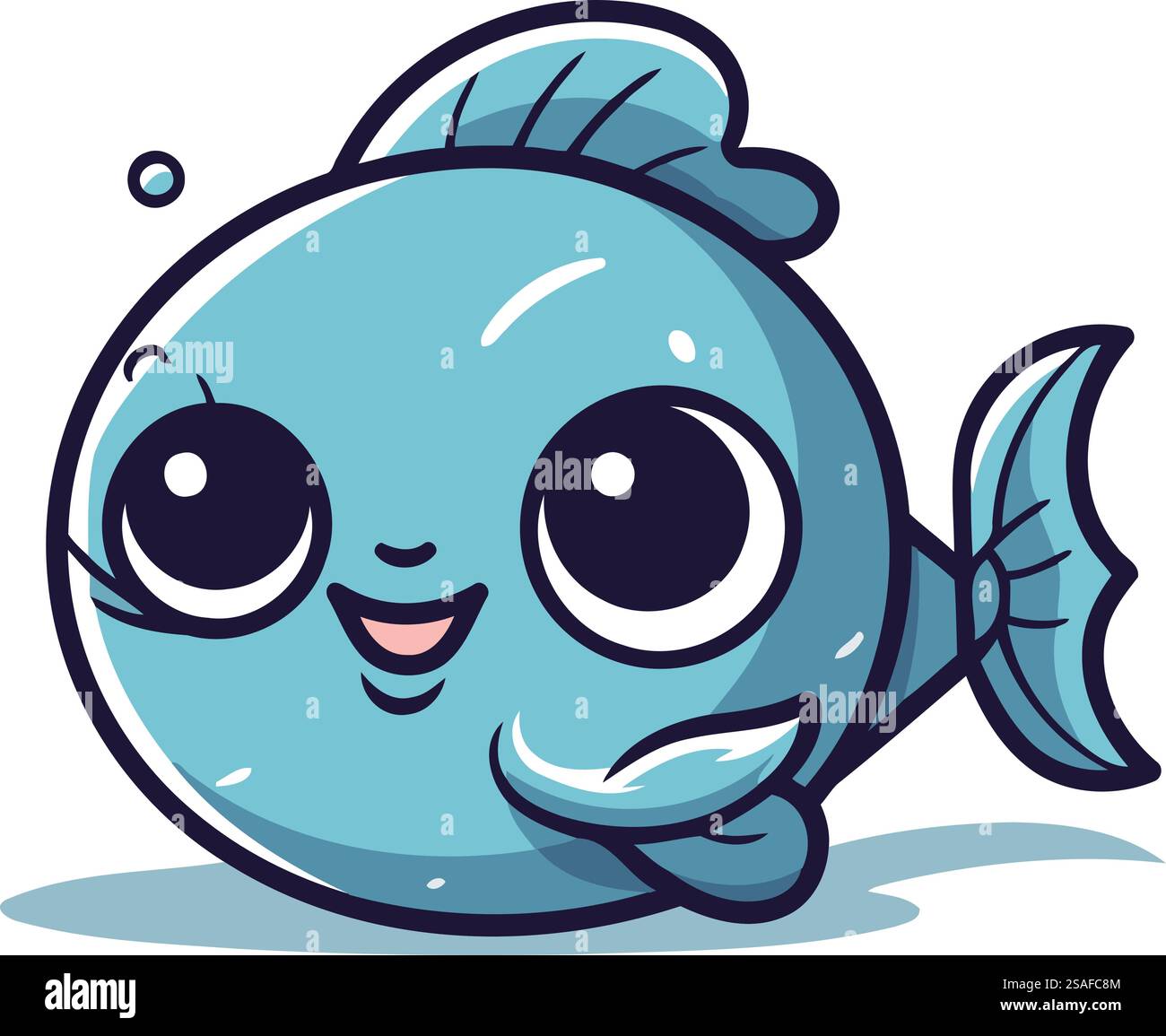 Cute cartoon fish character. Vector illustration. Isolated on white ...
