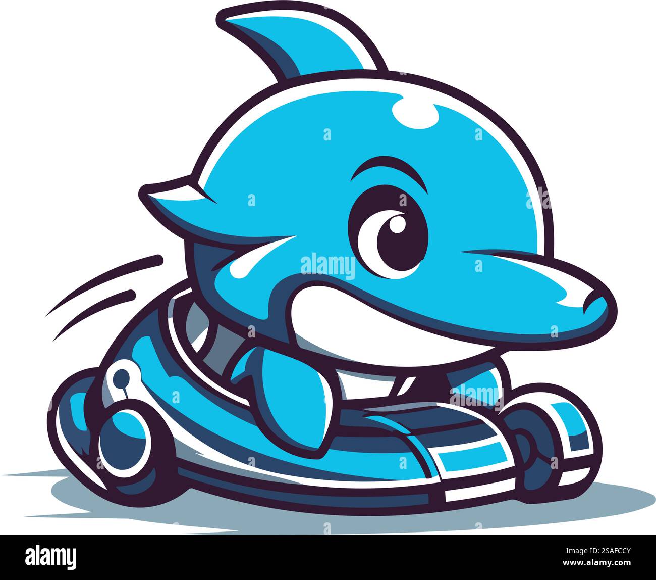 Cute cartoon dolphin. Vector illustration of a cute cartoon dolphin ...