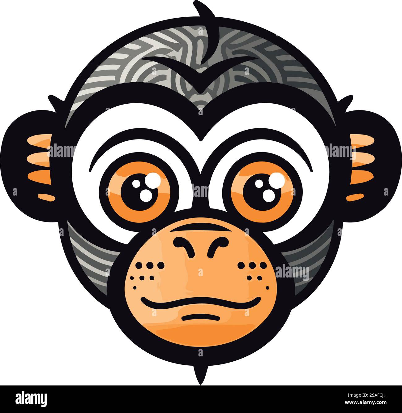 Monkey head. Vector illustration on white background. Isolated Stock ...