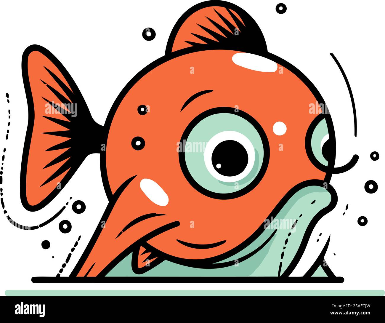 Cartoon funny fish. Vector illustration of a cute cartoon fish Stock ...