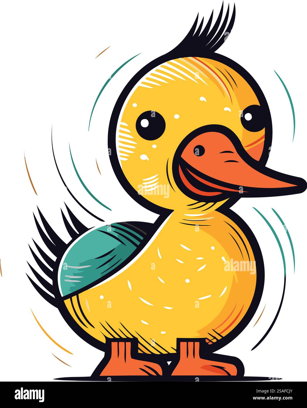 Cute cartoon duck isolated on a white background. Vector illustration ...