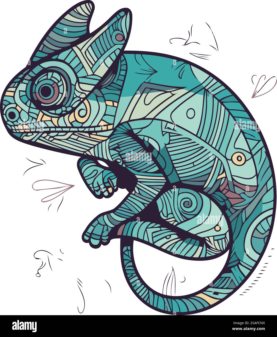 Chameleon. Zentangle style. Hand drawn vector illustration Stock Vector ...