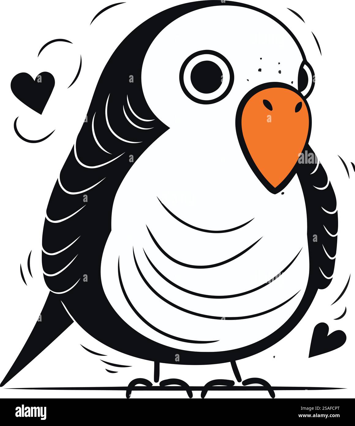 Cute parrot with heart in its beak. Vector illustration Stock Vector ...
