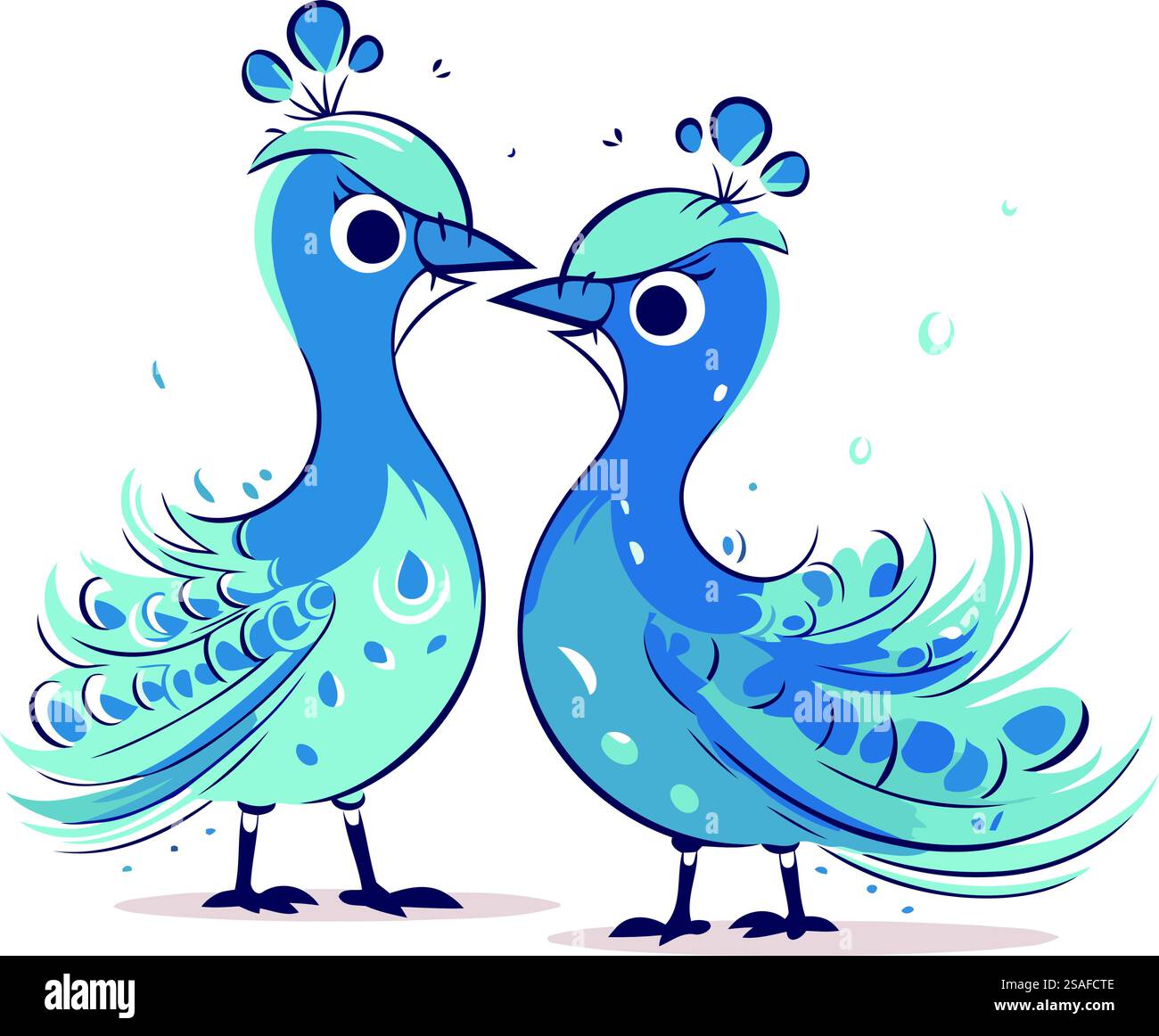 Couple of blue birds on a white background. Vector illustration Stock ...