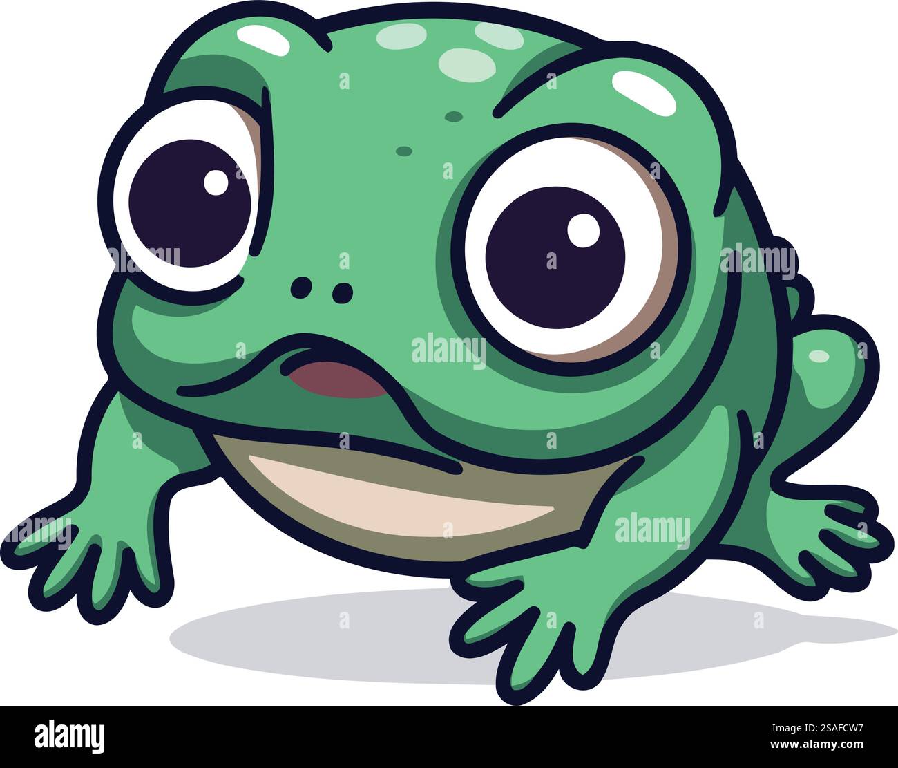 Frog cartoon character vector illustration. Funny green frog mascot for ...