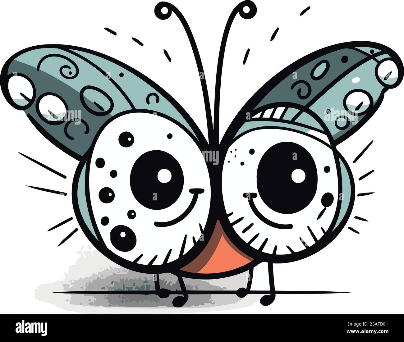Cute butterfly cartoon character. Vector illustration isolated on white ...