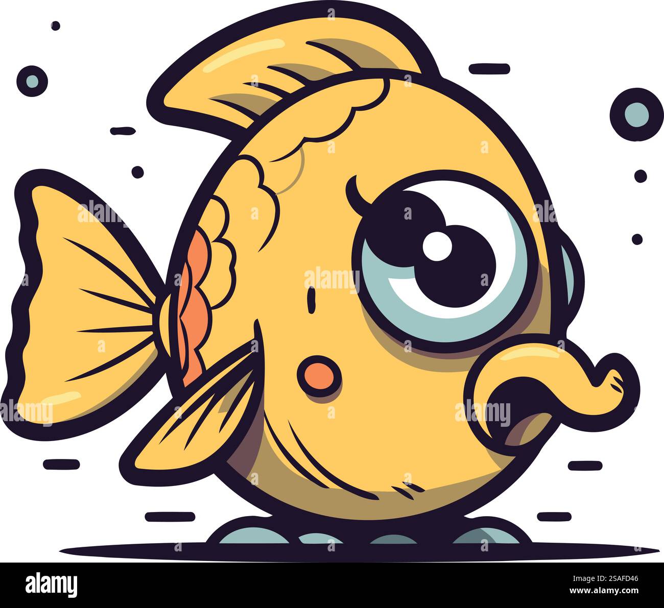 Funny cartoon fish. Vector illustration. Isolated on white background ...