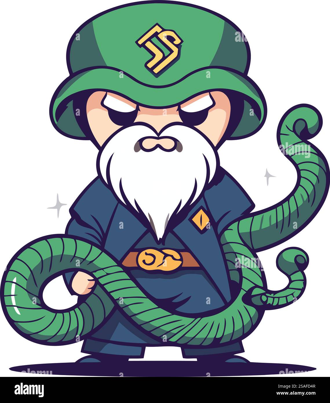 Cartoon Leprechaun with a snake. Vector illustration Stock Vector Image ...