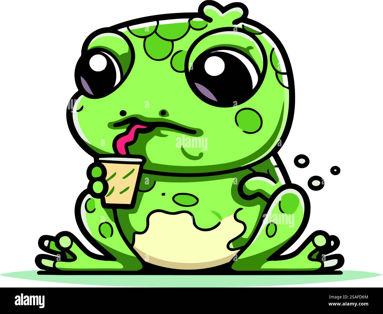 Frog with ice cream. Cute cartoon character. Vector illustration Stock ...