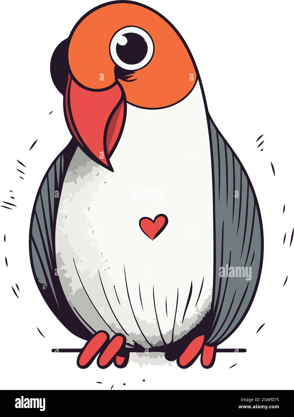 Cute parrot with heart. Vector illustration in cartoon style Stock ...