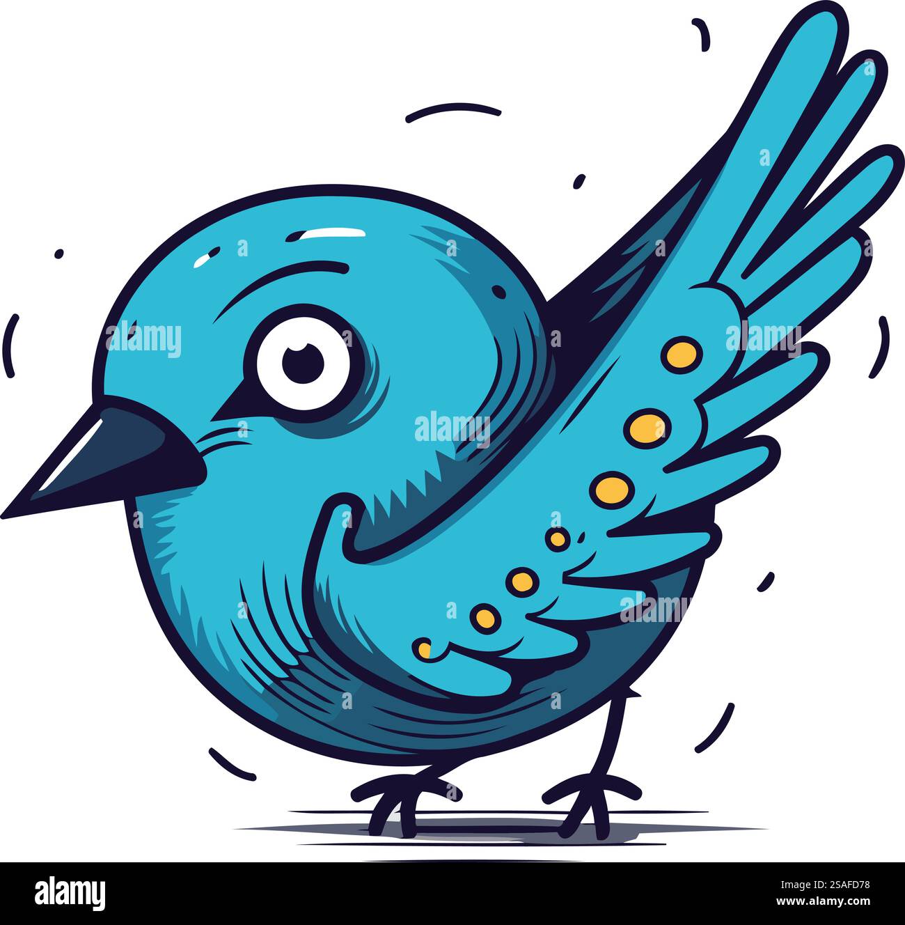 Cute blue bird isolated on white background. Cartoon vector ...