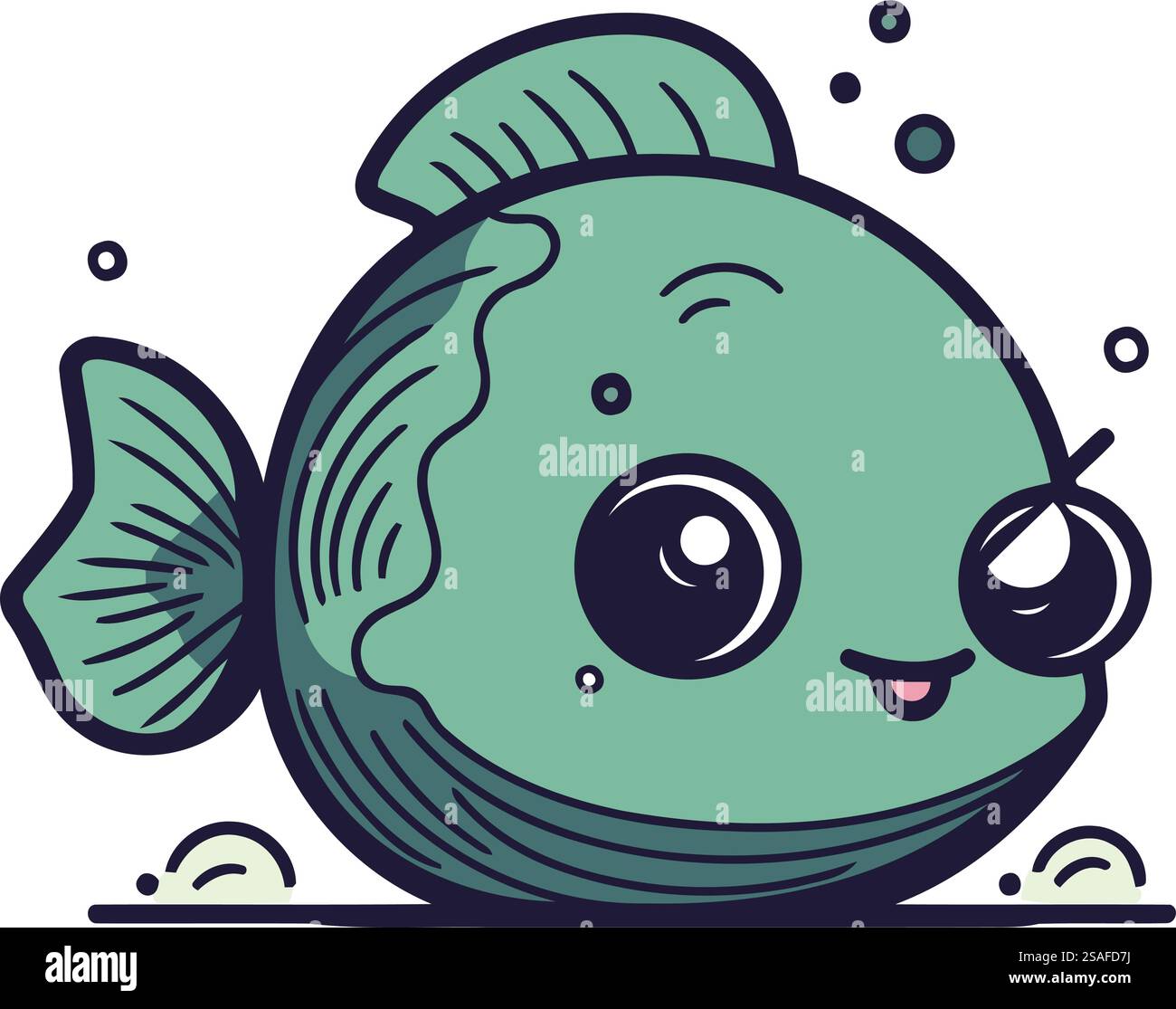 Cute cartoon fish. Vector illustration of a cute fish character Stock ...
