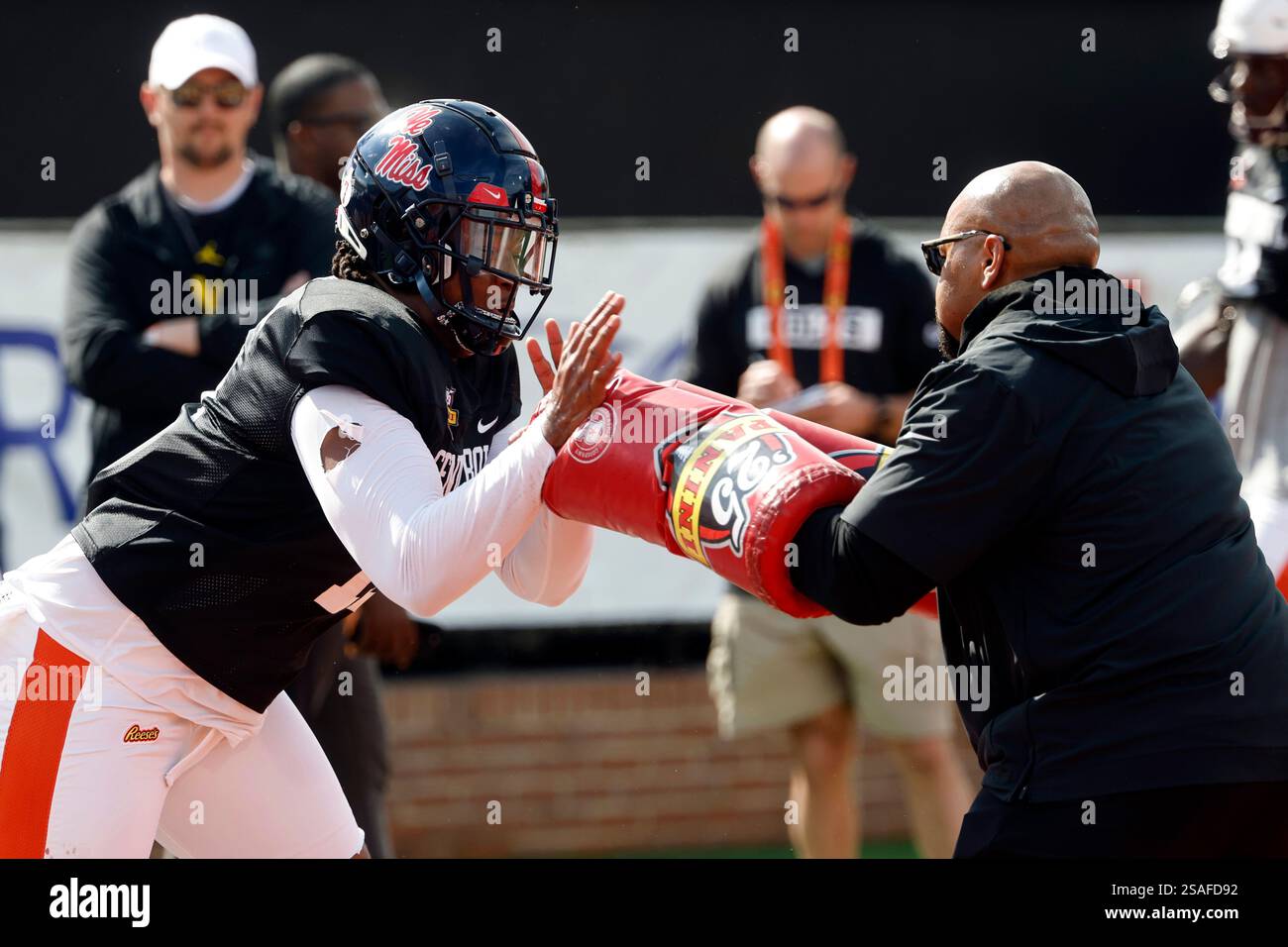 American team defensive lineman Jared Ivey of Ole Miss (15) runs ...