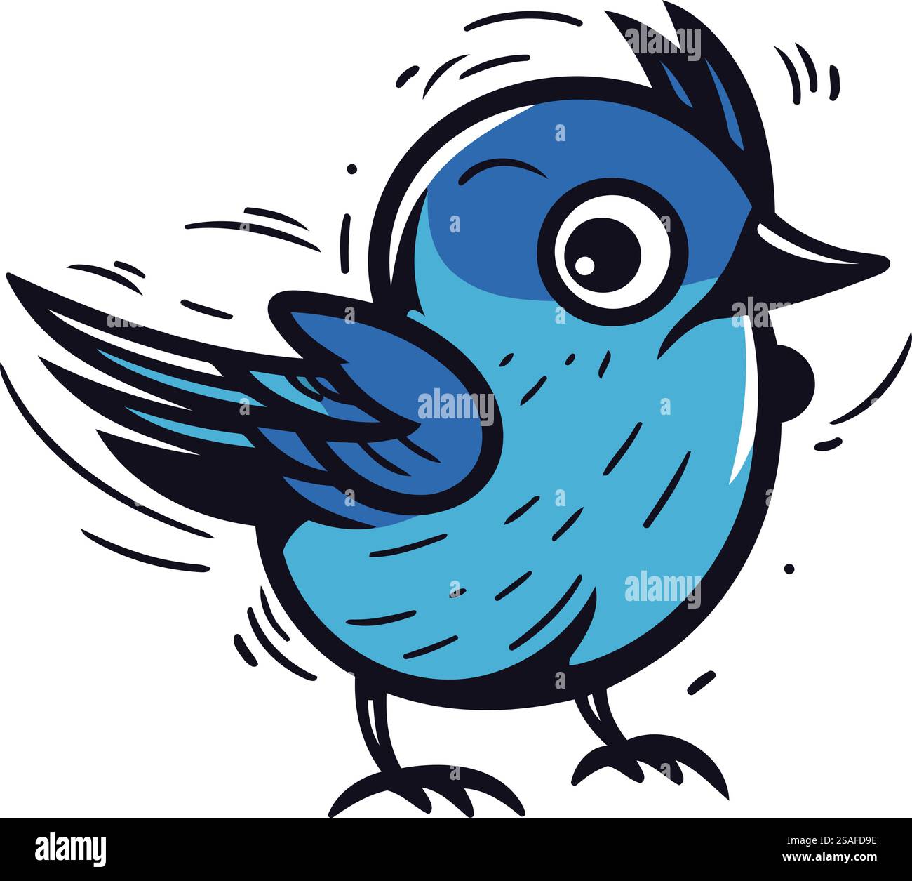 Cartoon blue bird. Vector illustration. Isolated on white background ...