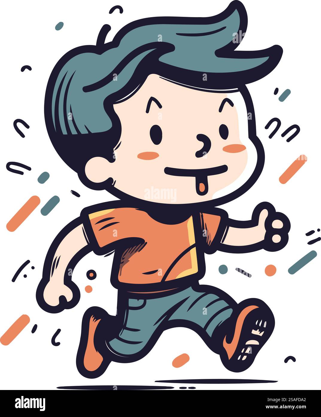 Illustration of a Cute Boy Running and Smiling. Vector Stock Vector ...