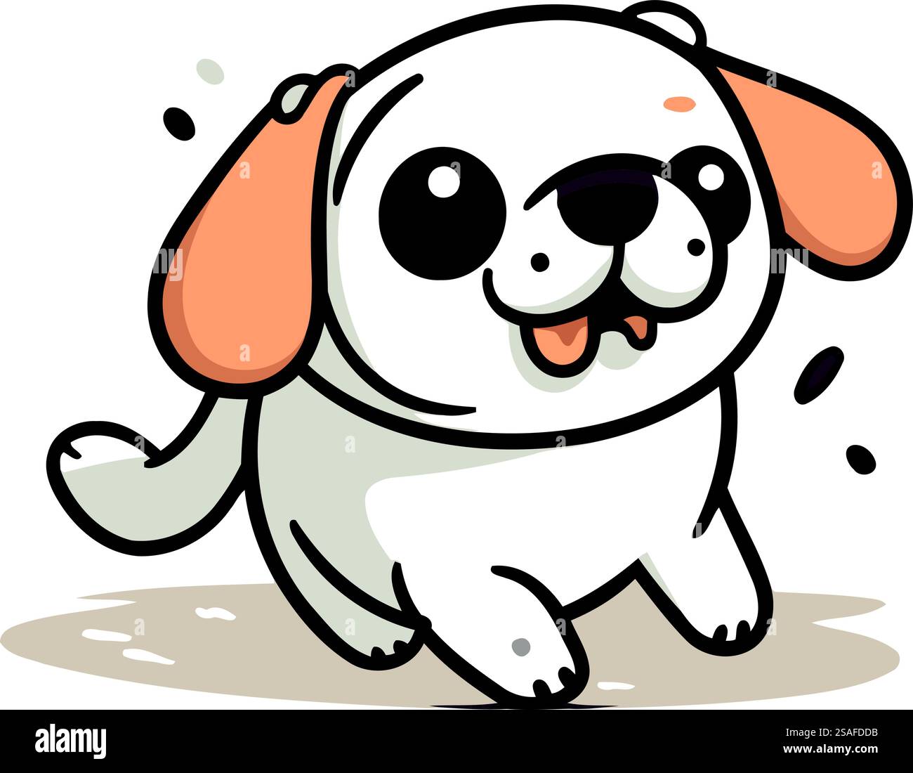 Cute cartoon dog running and smiling. Vector clip art illustration ...