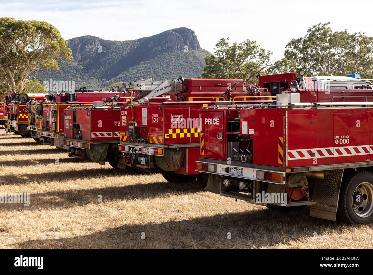 Melbourne, Australia. 30th Jan, 2025. Fire trucks are seen at a staging ...