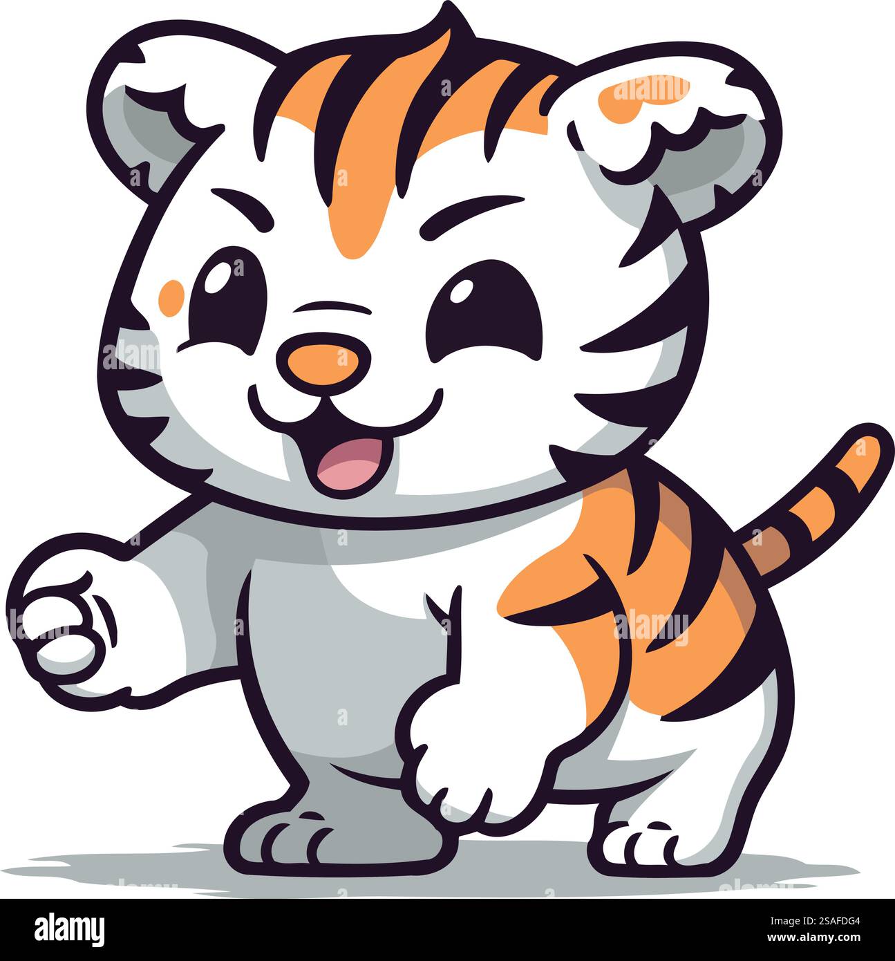 Cute cartoon tiger. Vector illustration isolated on a white background ...