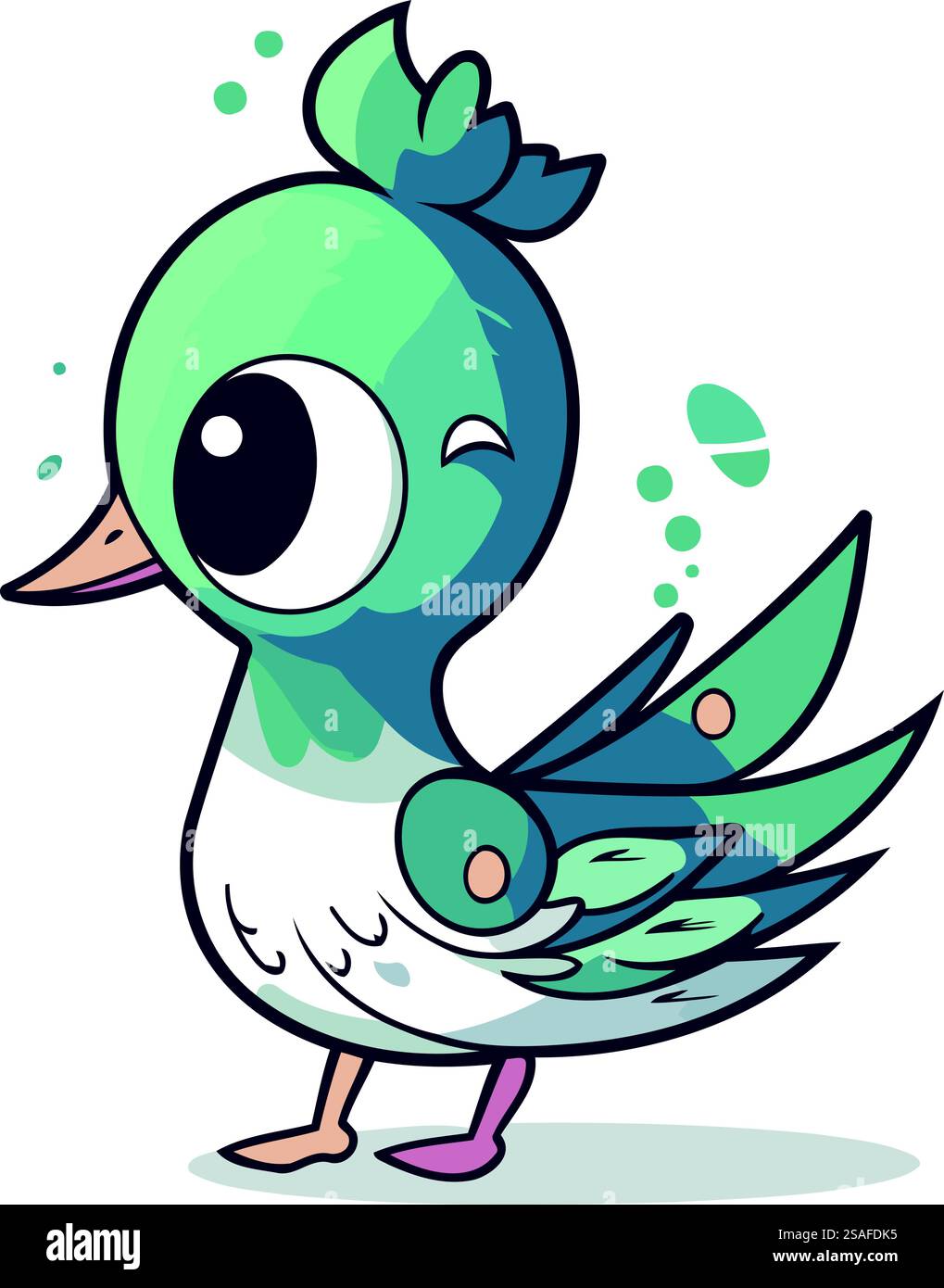 Cute blue duck cartoon isolated on white background. Vector ...