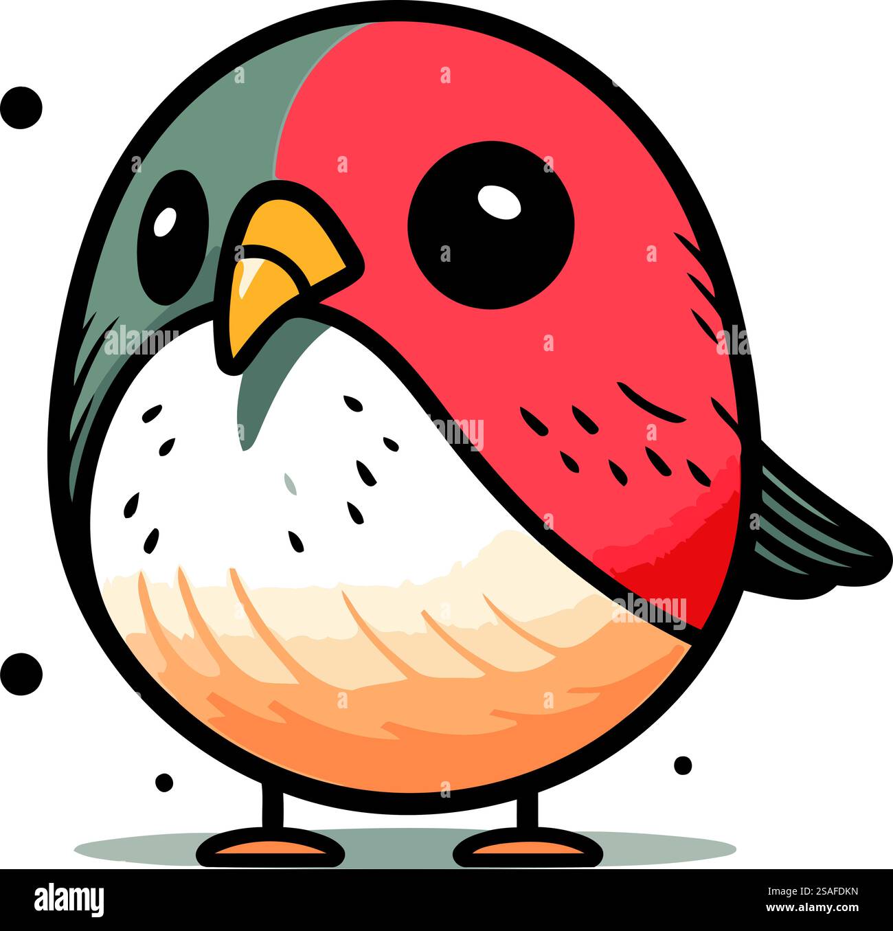 Vector Illustration of Cute Red Bird Cartoon Character on White ...