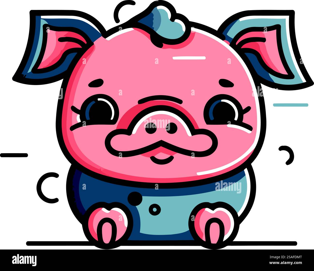 Cute little pig. Vector illustration in flat style. Isolated on white ...