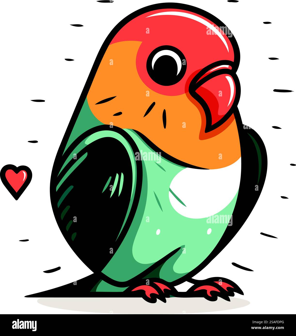 Cute parrot with heart in its beak. Vector illustration Stock Vector ...