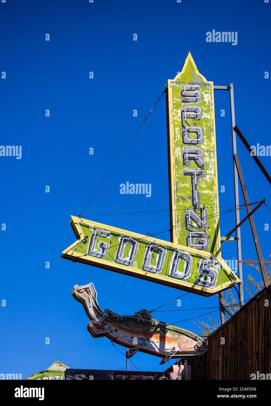 Lone Pine, CA USA - April 04, 2022 : Sporting goods and hardware retro ...