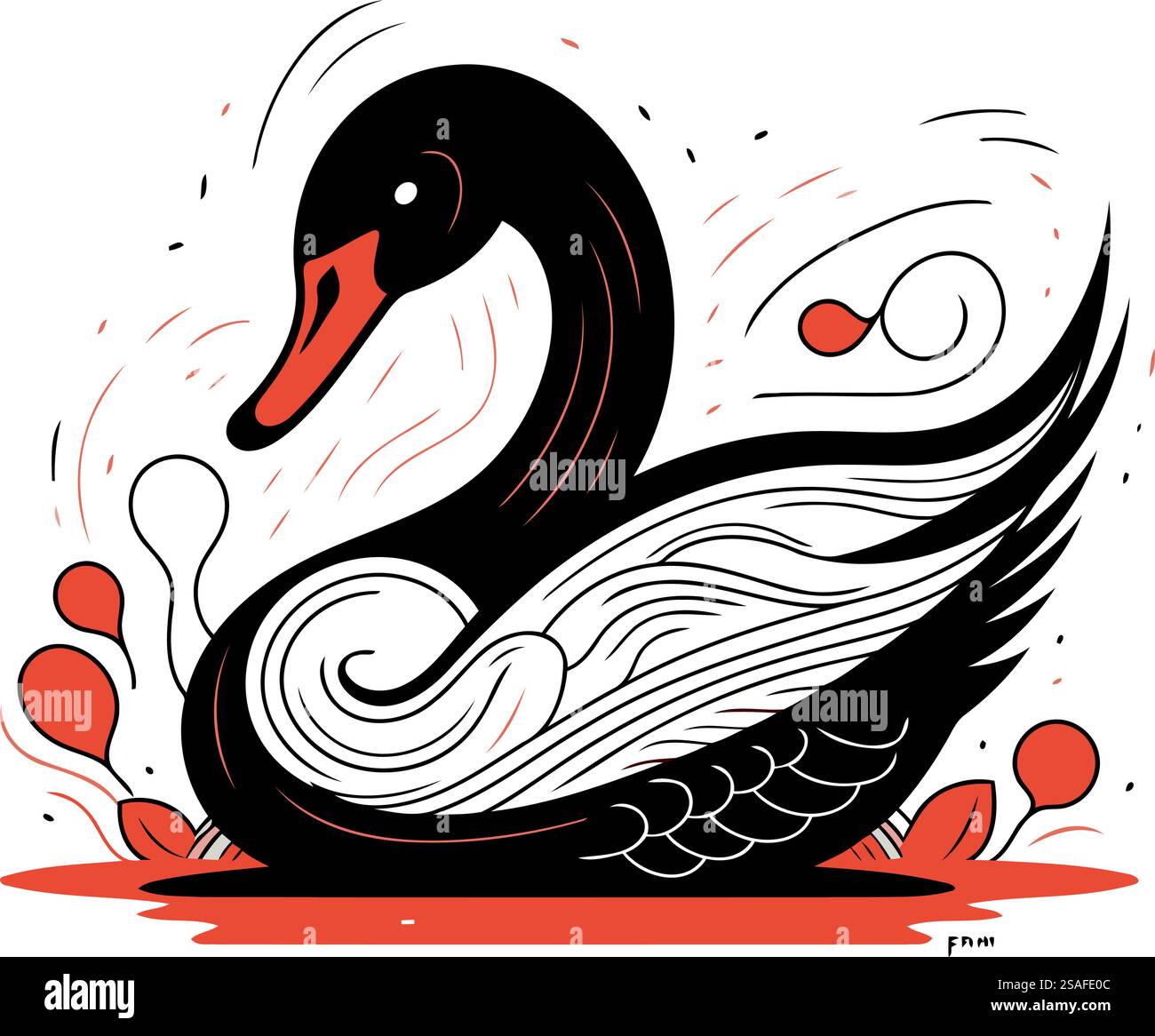 Swan. Hand drawn vector illustration in scandinavian style Stock Vector ...