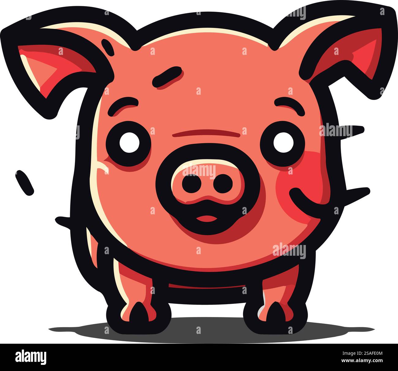 Cute cartoon pig. Vector illustration. Isolated on white background ...