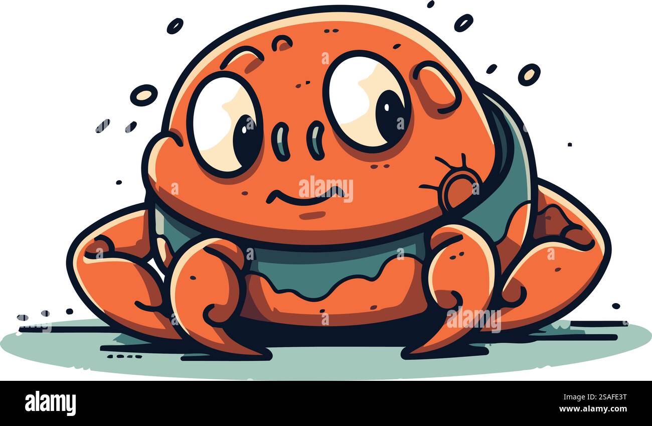 Cute cartoon crab. Vector illustration. Isolated on white background ...