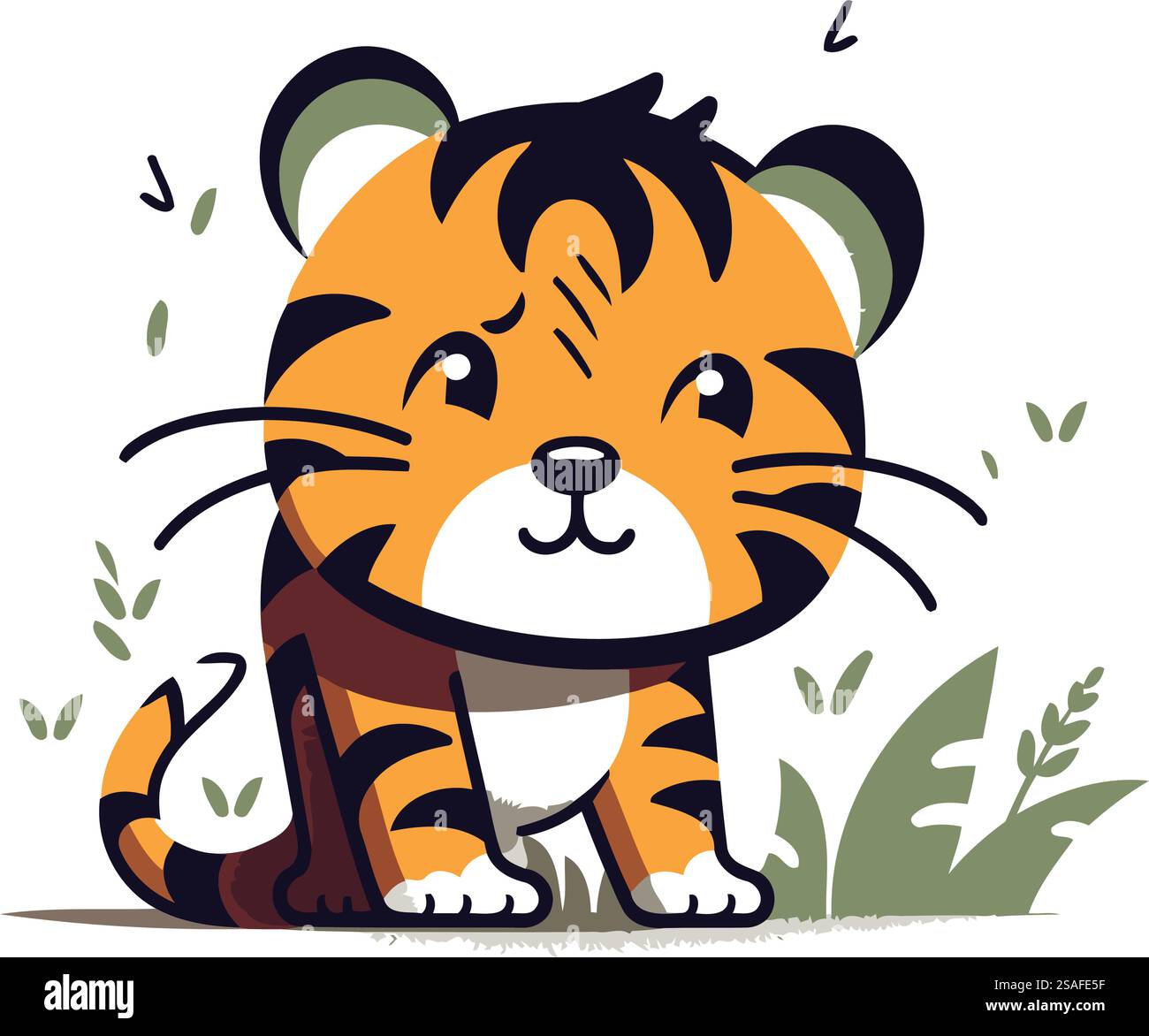 Cute tiger character. Vector illustration in flat style. Isolated on ...