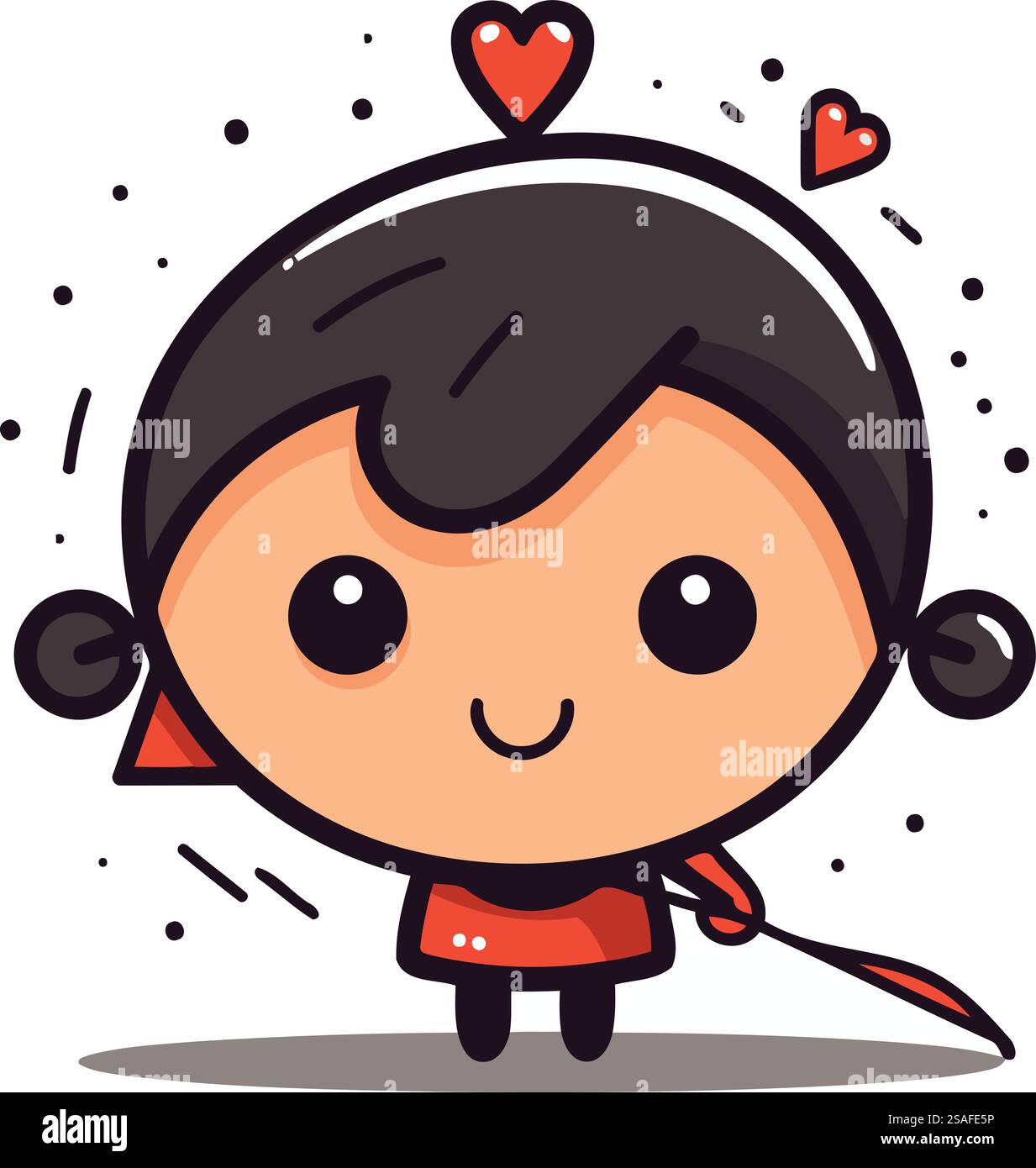 Cute Little Girl with Heart Shape Cartoon Character Vector Illustration ...