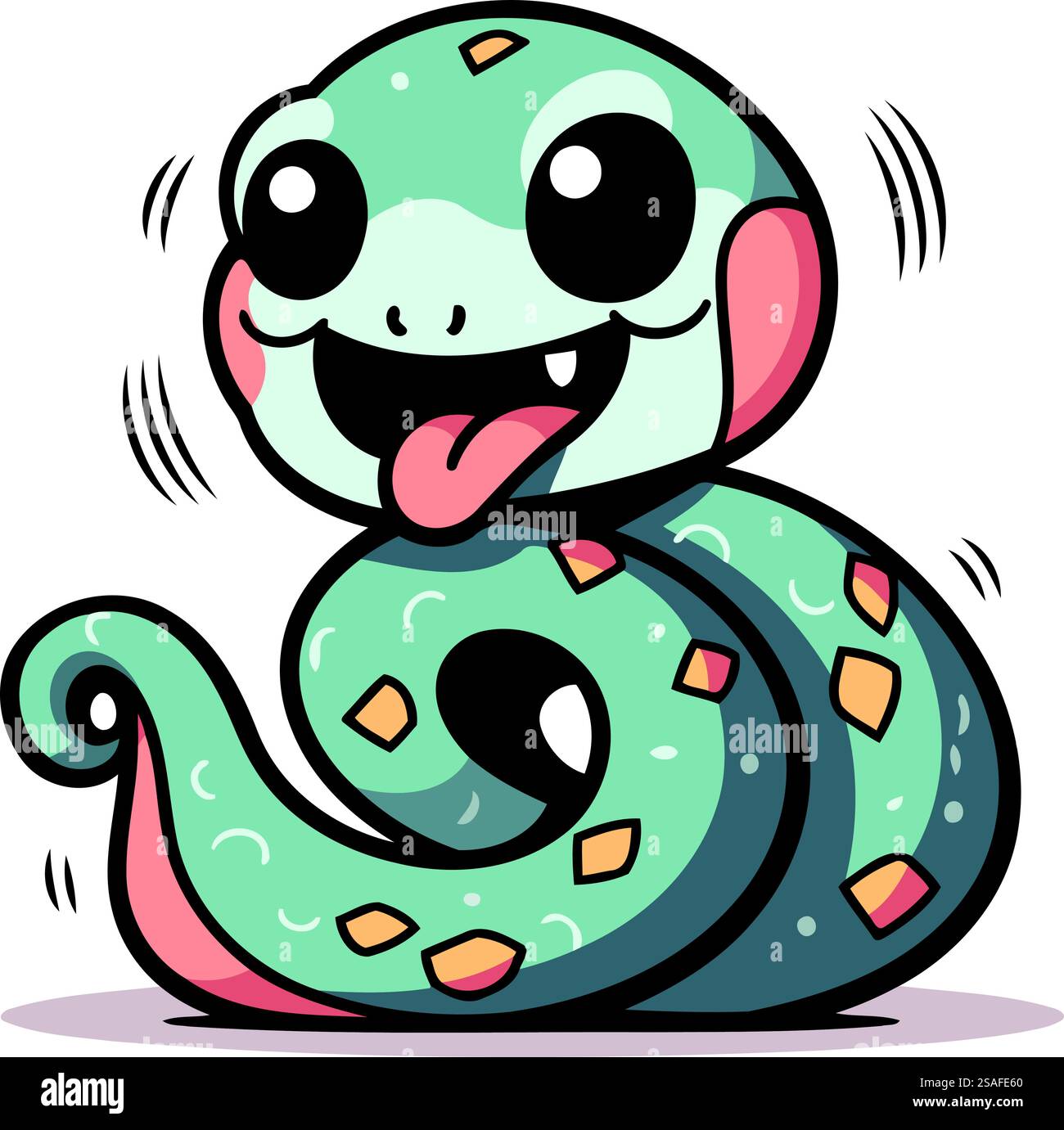 Cute cartoon snake. Vector illustration isolated on a white background ...