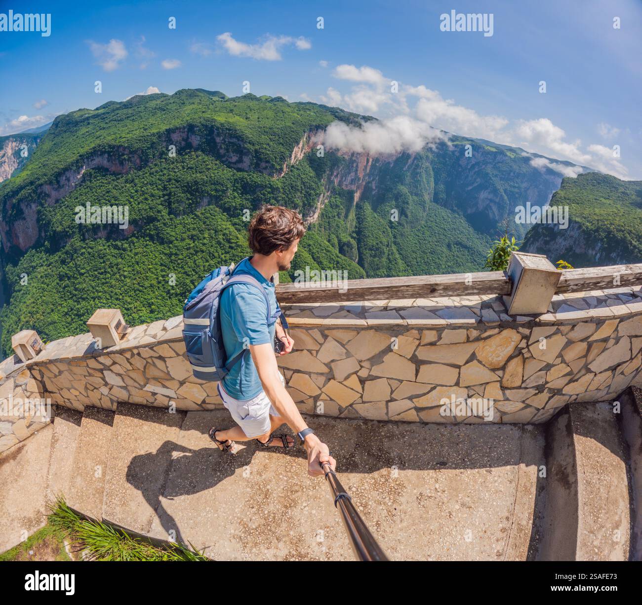 Male tourist exploring Sumidero Canyon National Park, Mexico ...