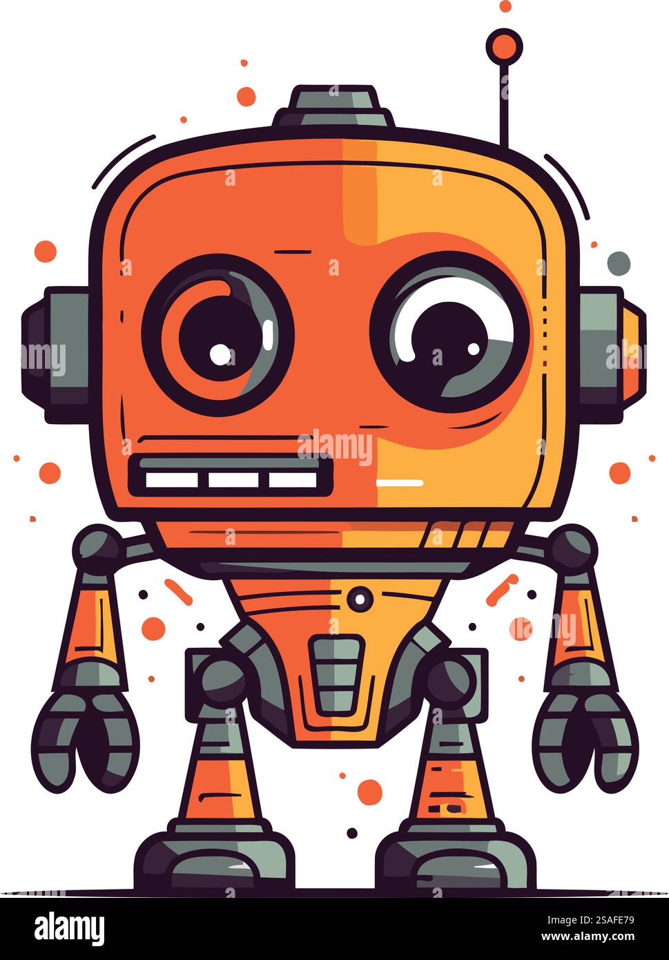 Cute cartoon robot vector illustration. Cute little robot character ...