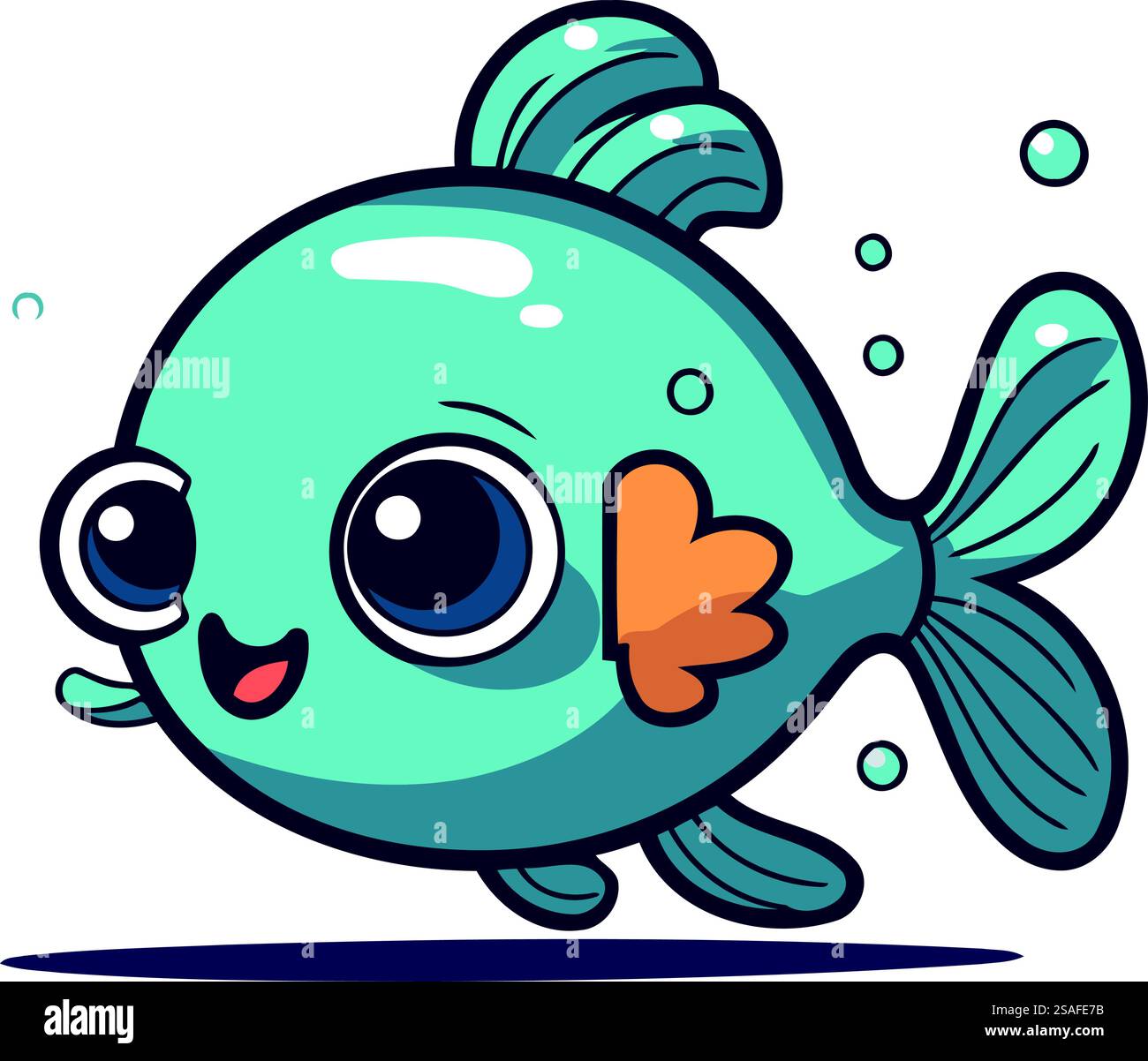 Cute cartoon fish. Vector illustration isolated on a white background ...