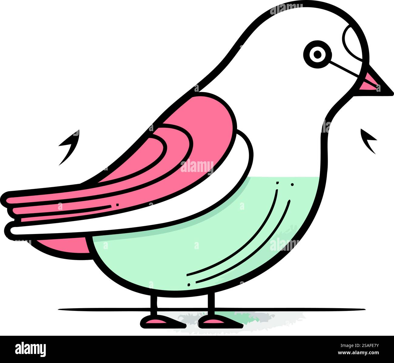 Cute hand drawn cartoon bird. Vector illustration of a bird Stock ...