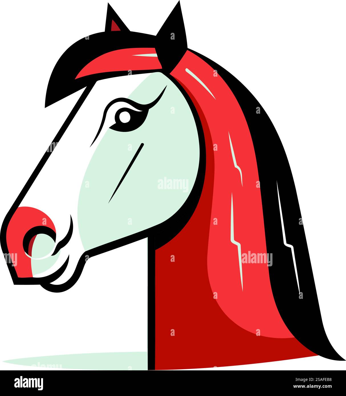 Horse head vector illustration isolated on white background. Side view ...