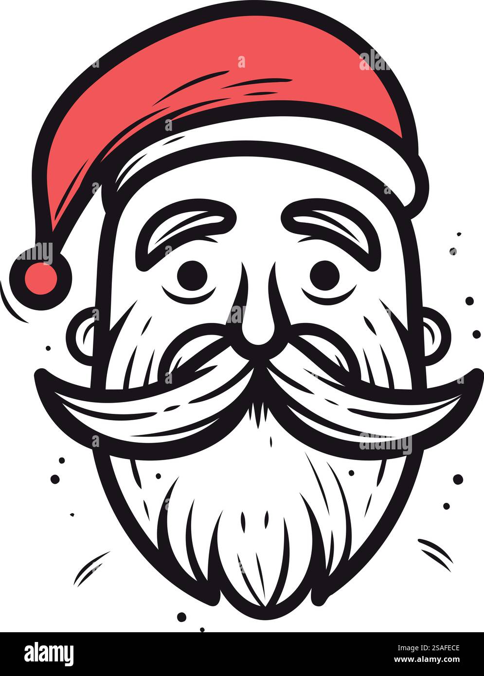 Santa Claus face with beard and mustache. Vector illustration isolated ...