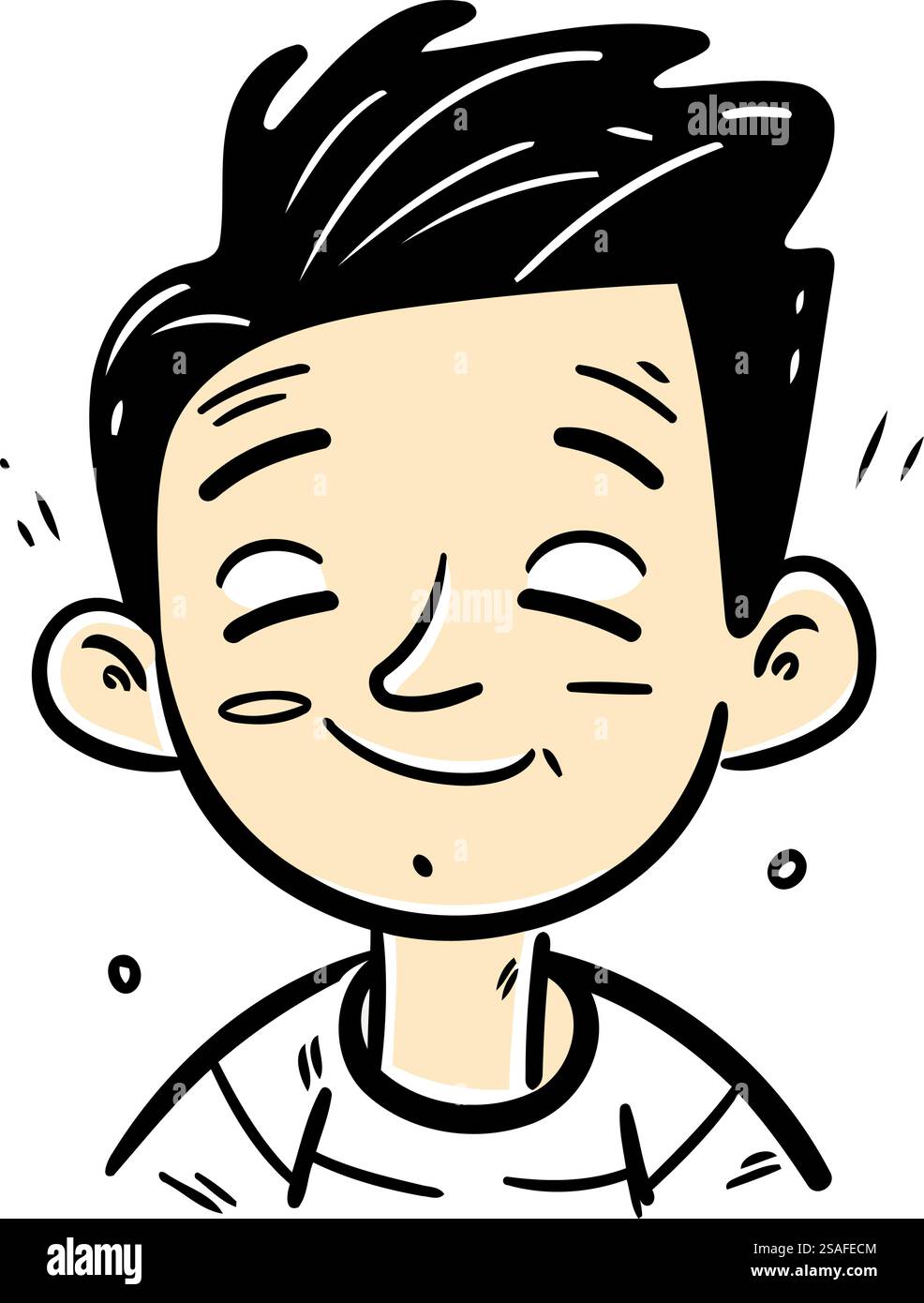Vector illustration of a happy young man with a smile on his face Stock ...