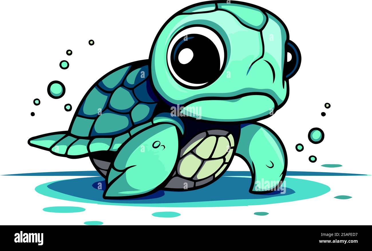 Cartoon sea turtle. Vector illustration isolated on a white background ...
