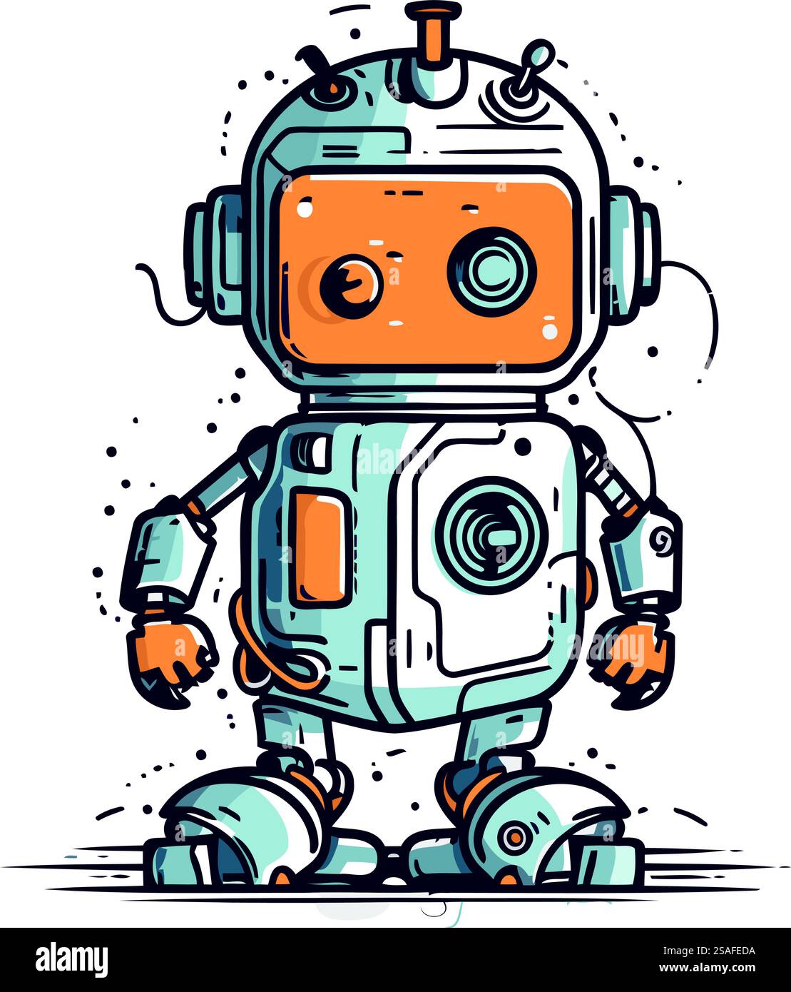 Vector illustration of cartoon robot. Isolated on a white background ...