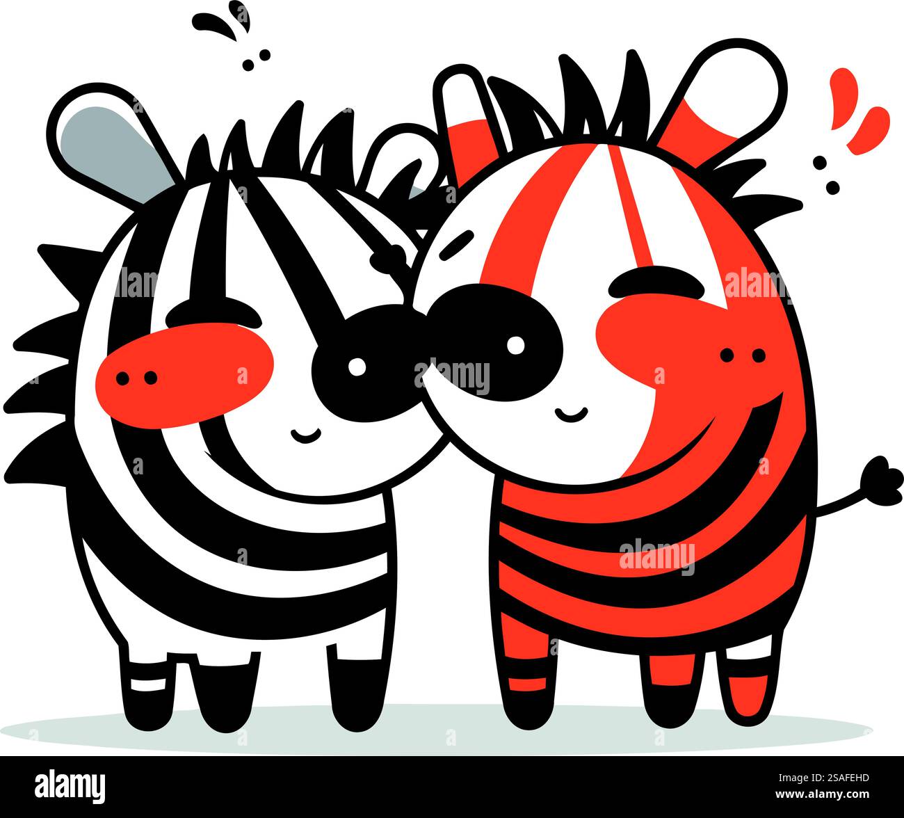 Cute couple of zebra cartoon vector illustration. Cute animal character ...