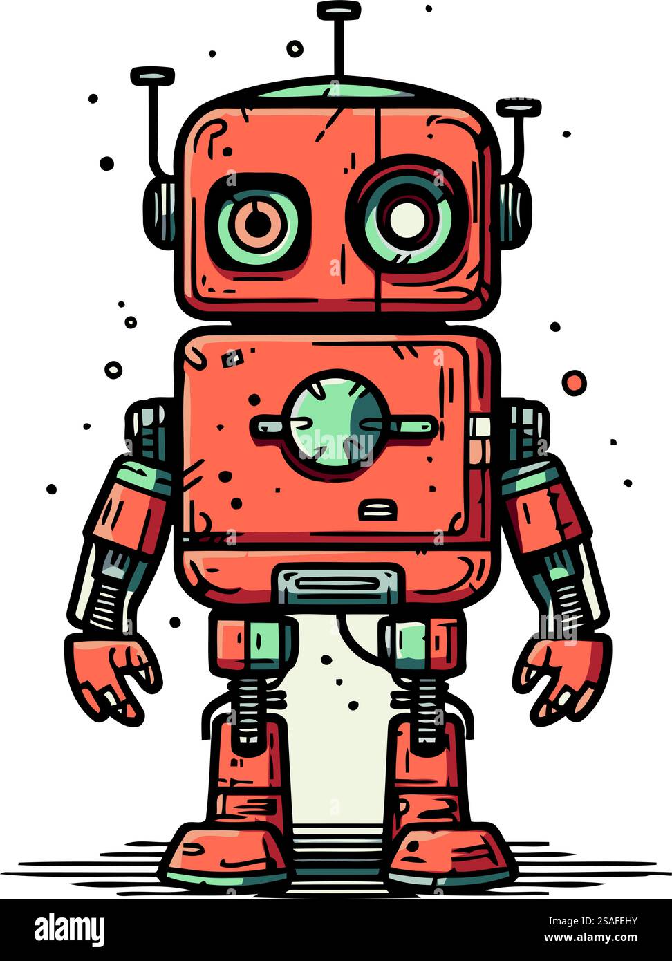 Vector illustration of cartoon robot. Isolated on a white background ...