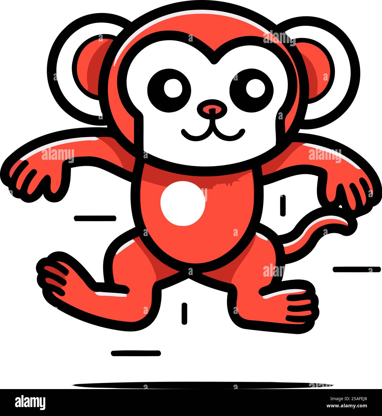 Cute cartoon monkey running on a white background. Vector illustration ...
