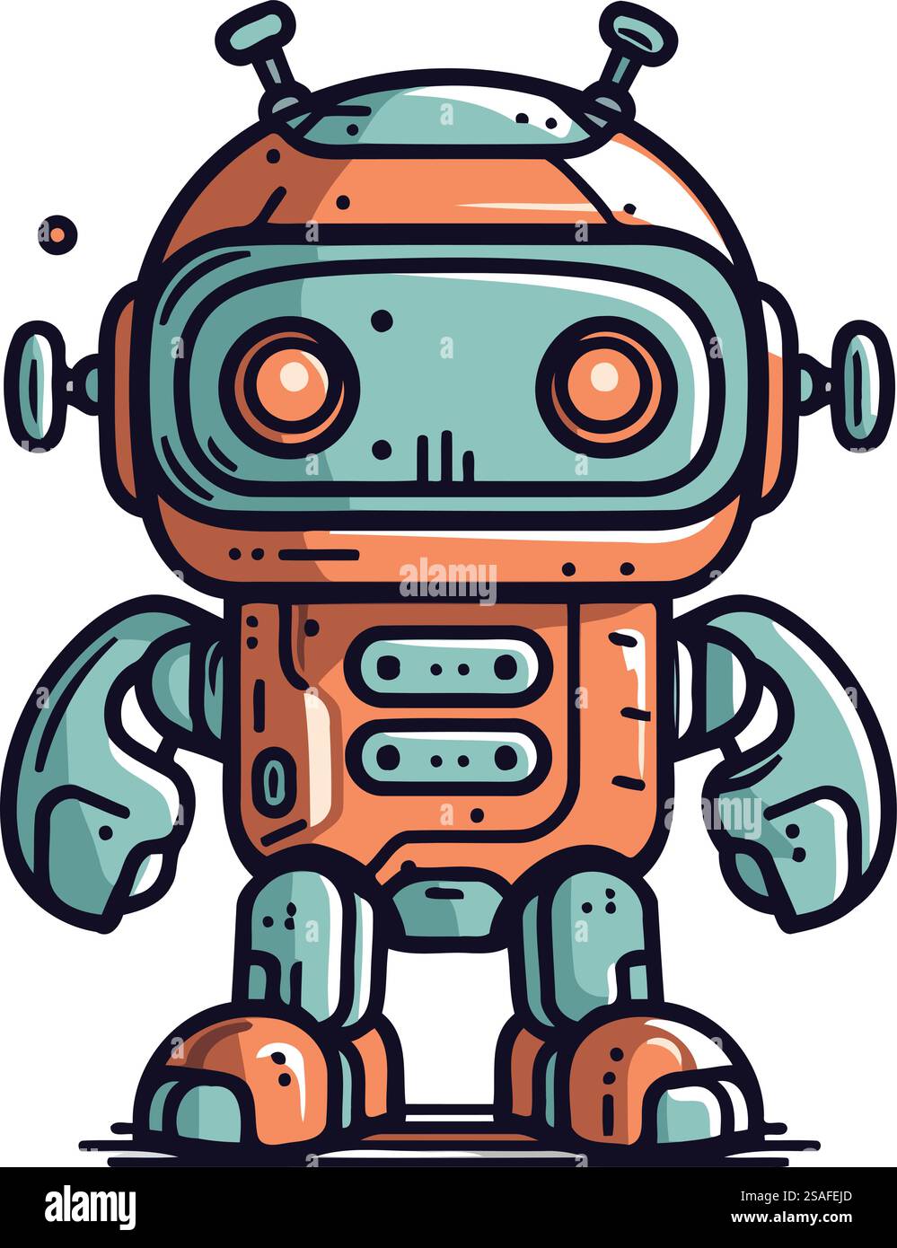 Cute robot. Vector illustration. Isolated on white background Stock ...