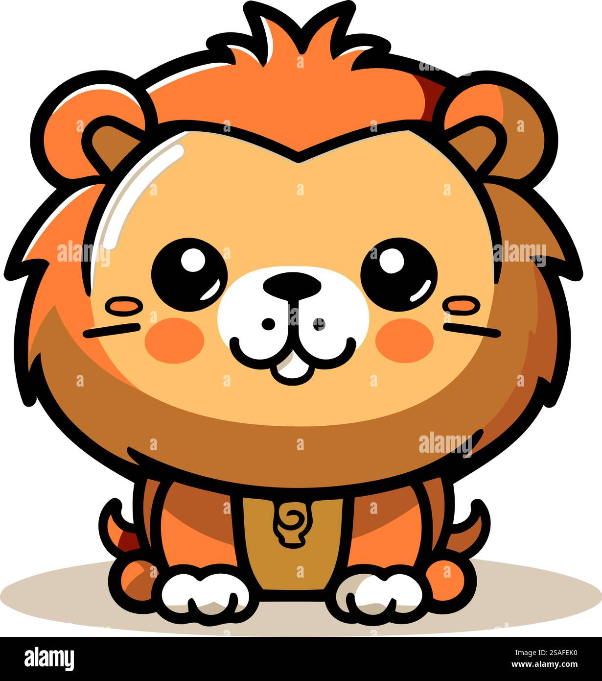 Cute Cartoon Lion Vector Illustration. Cute Zoo Animal Character Stock ...